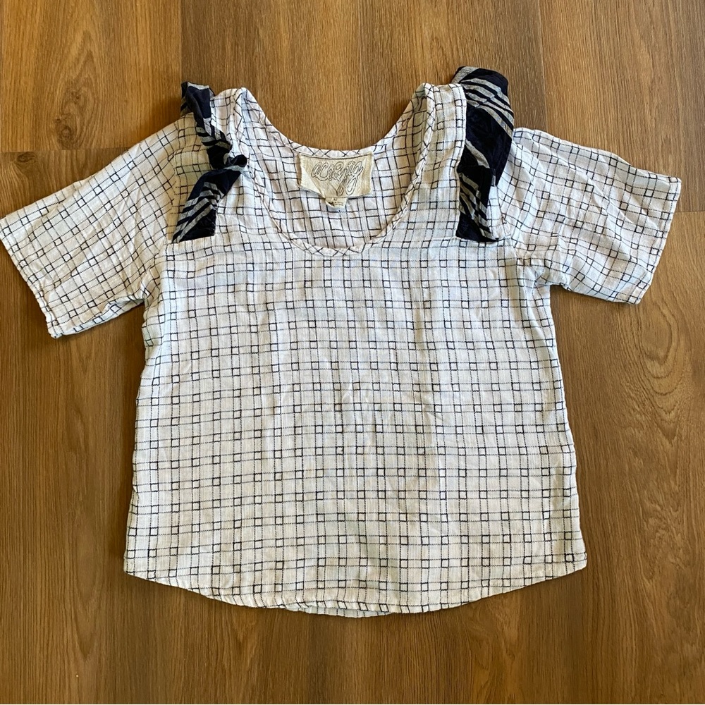 Ace & Jig White And Dark Blue/Black Blouse. - Gem